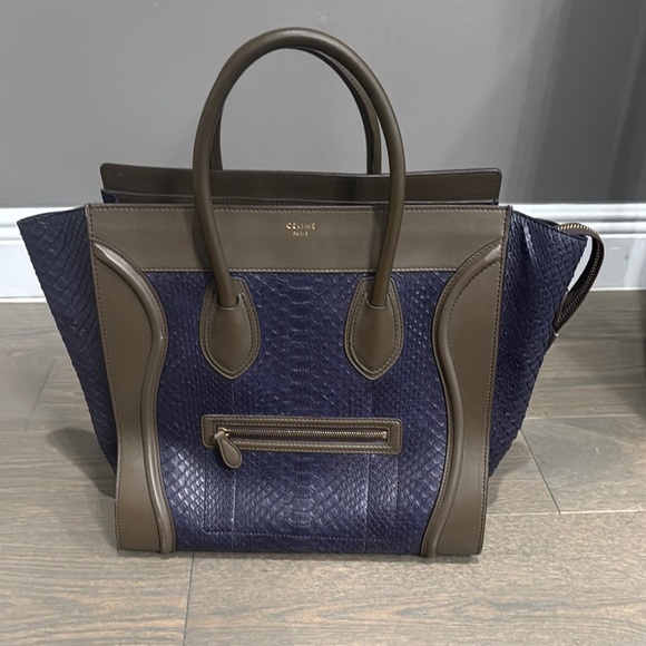Celine | Bags | Celine Olive And Dark Purple Animal Skin Womens Bag ...